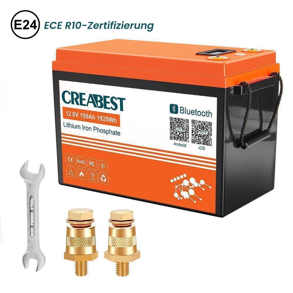 CREABEST LiFePO4 Akku 150Ah 12.8V für Wohnmobil, Wohnwagen, Camping, S ...