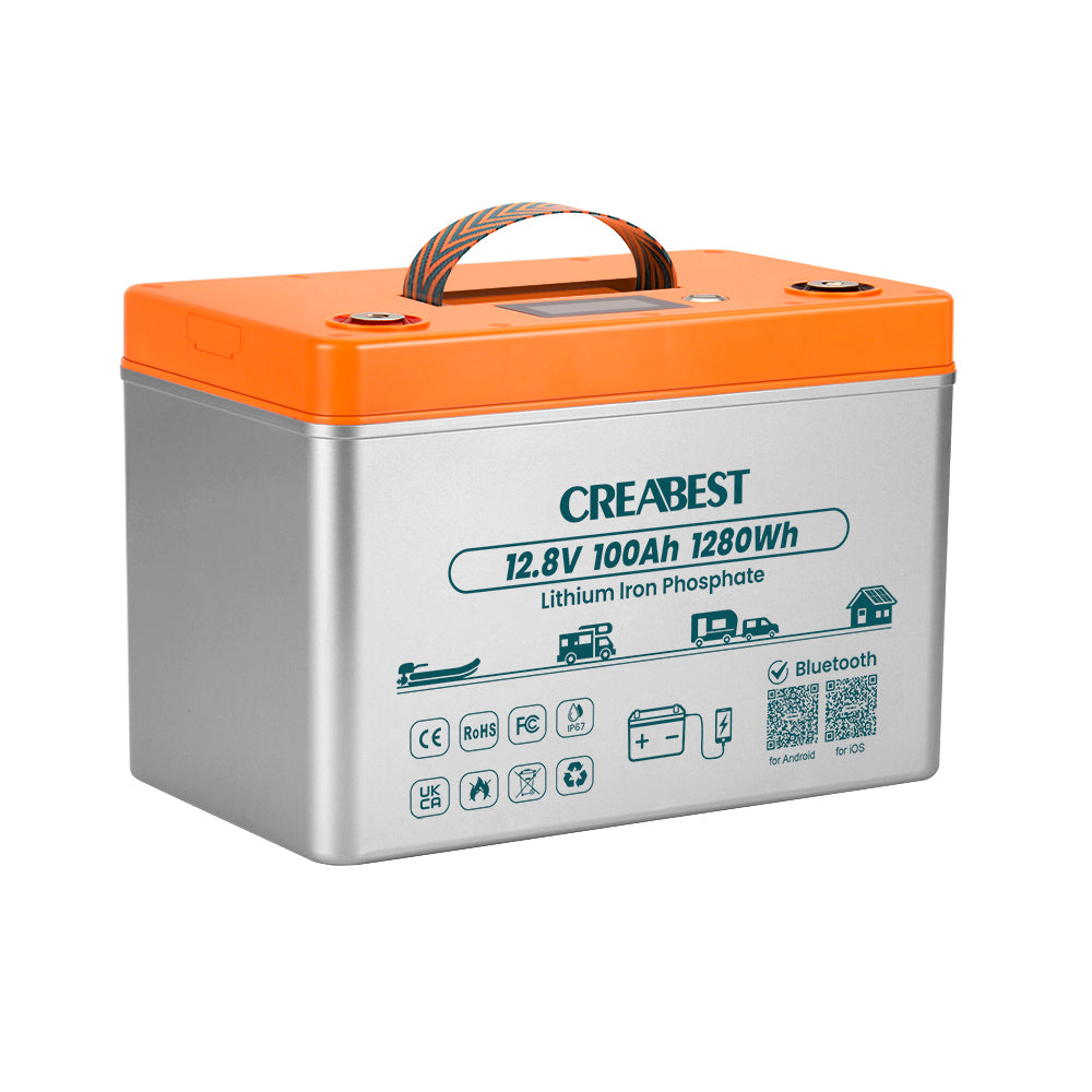Creabest LiFePO4 Akku 100Ah 12.8V für Wohnmobil Camping Solaranlagen E ...