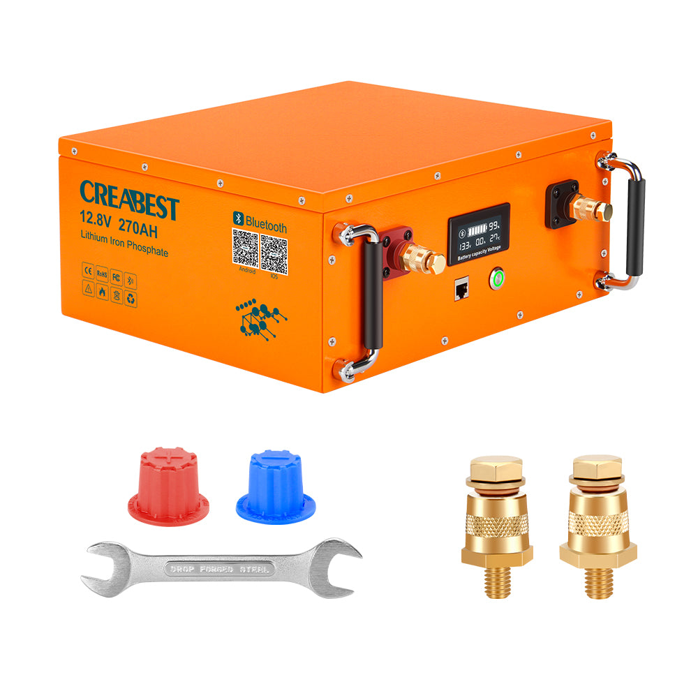 CREABEST LiFePO4 Accu 12V 270Ah voor Camper, Caravan, Zonnepanelen, me ...