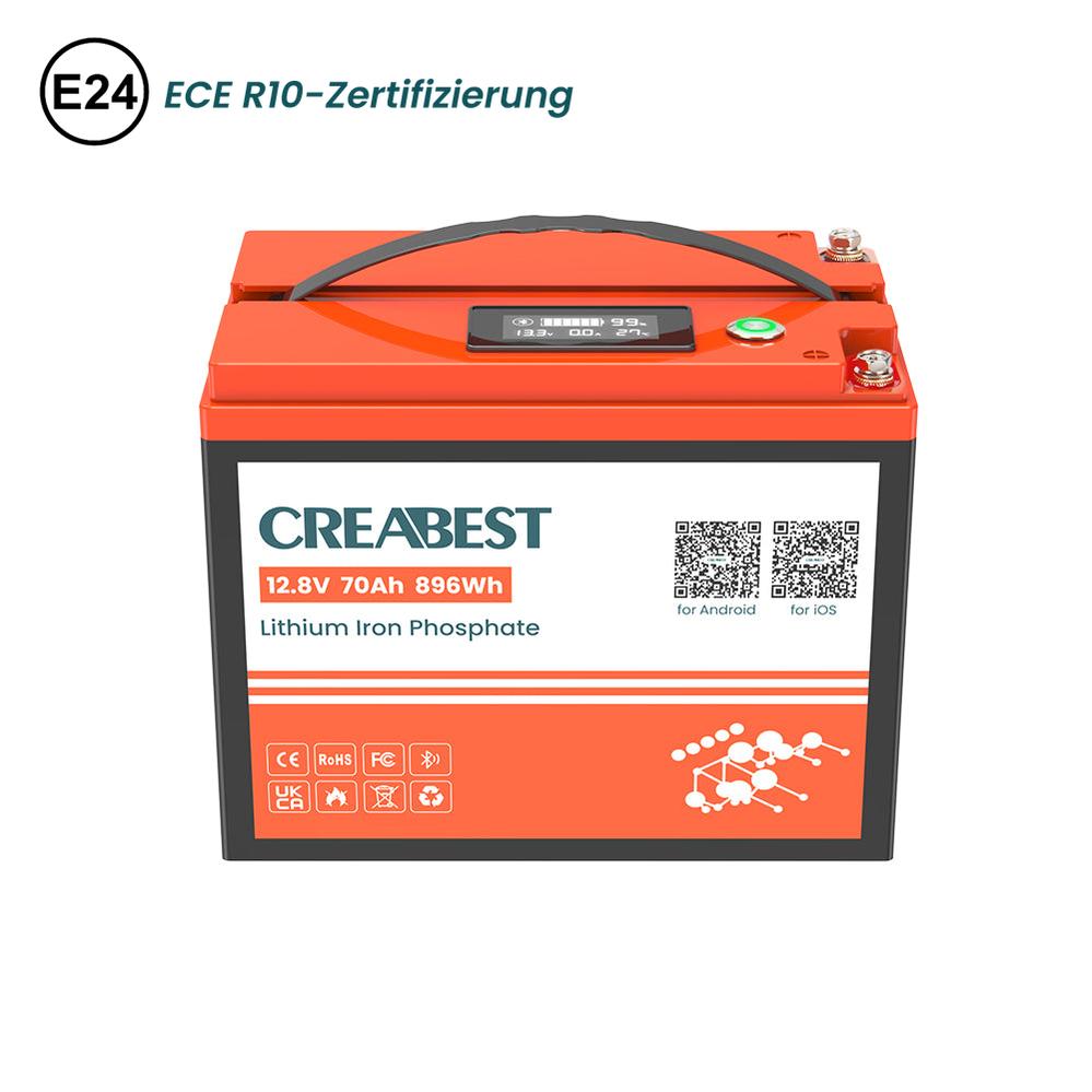 Creabest LiFePO4 Akku 70Ah 12.8V für Wohnwagen, Elektromotor Boot, Car ...