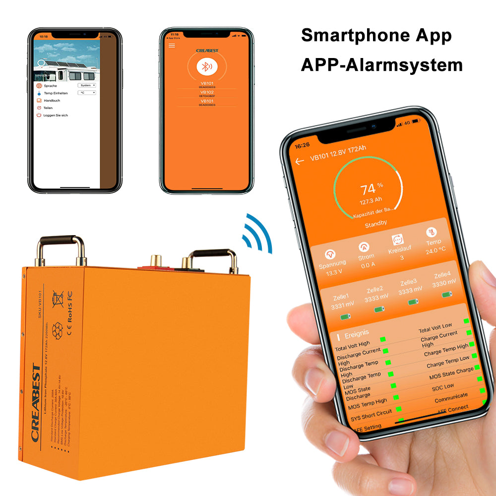 LiFePO4 accu 12V 172Ah voor camper caravan camping boot womo met Bluet ...